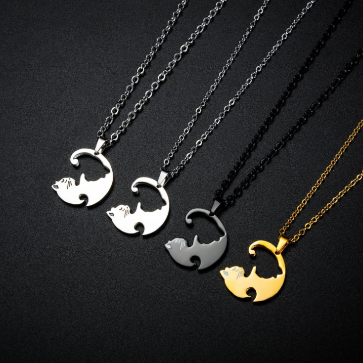 Matching Cute Cat Shape Relationship Necklaces – Chimatch